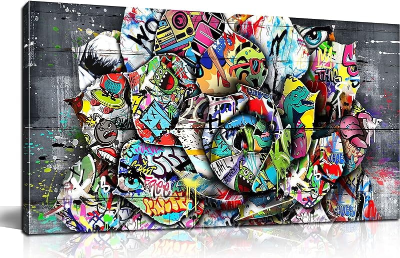 American Football Posters For Boys Bedroom - Graffiti Rugby Ball Canvas ...