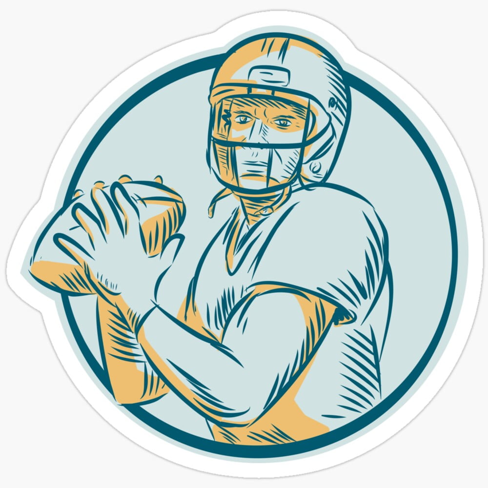 American Football Qb Throwing Circle Etching Sticker Baseball Sticker ...