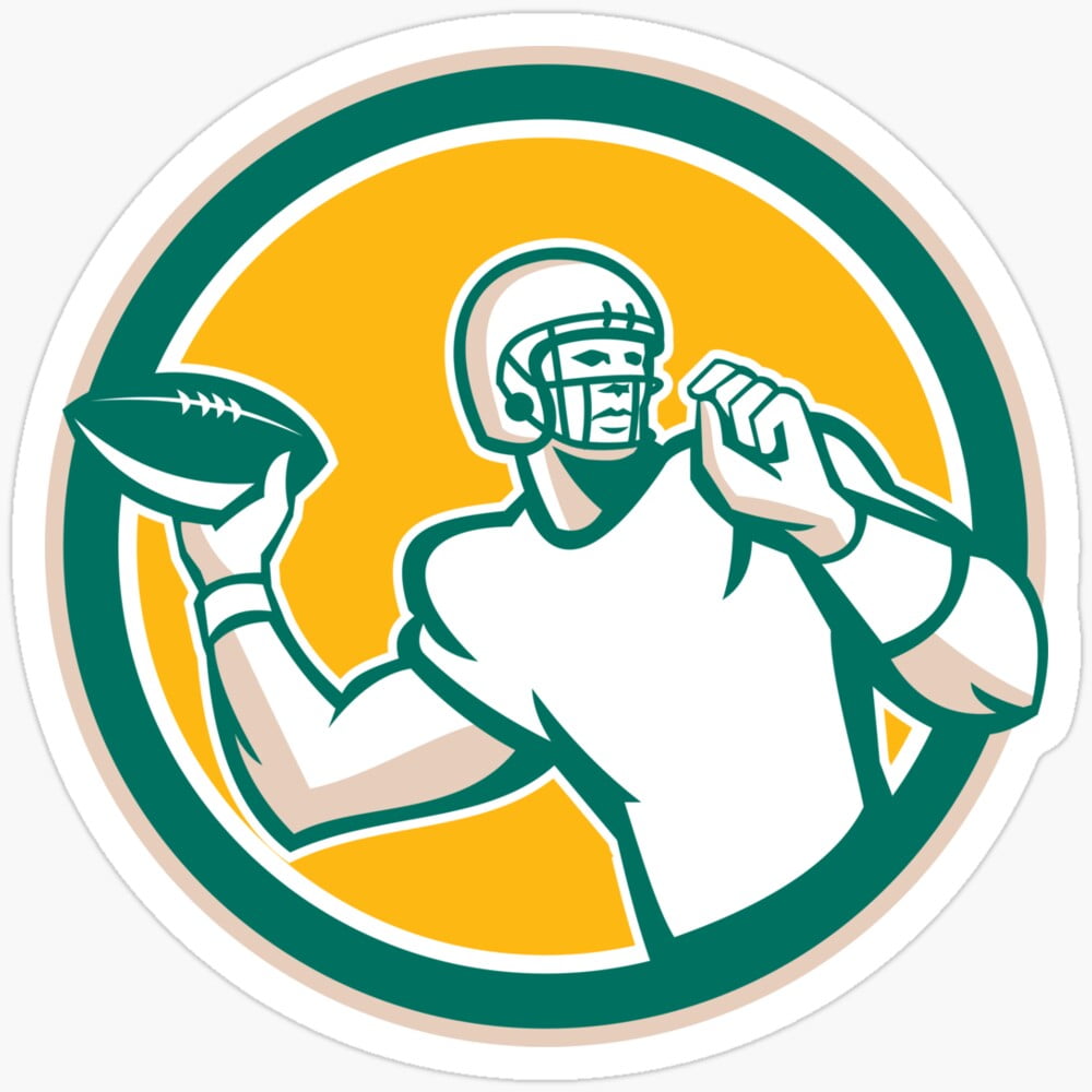 American Football Qb Throwing Circle Retro Sticker Baseball Sticker ...