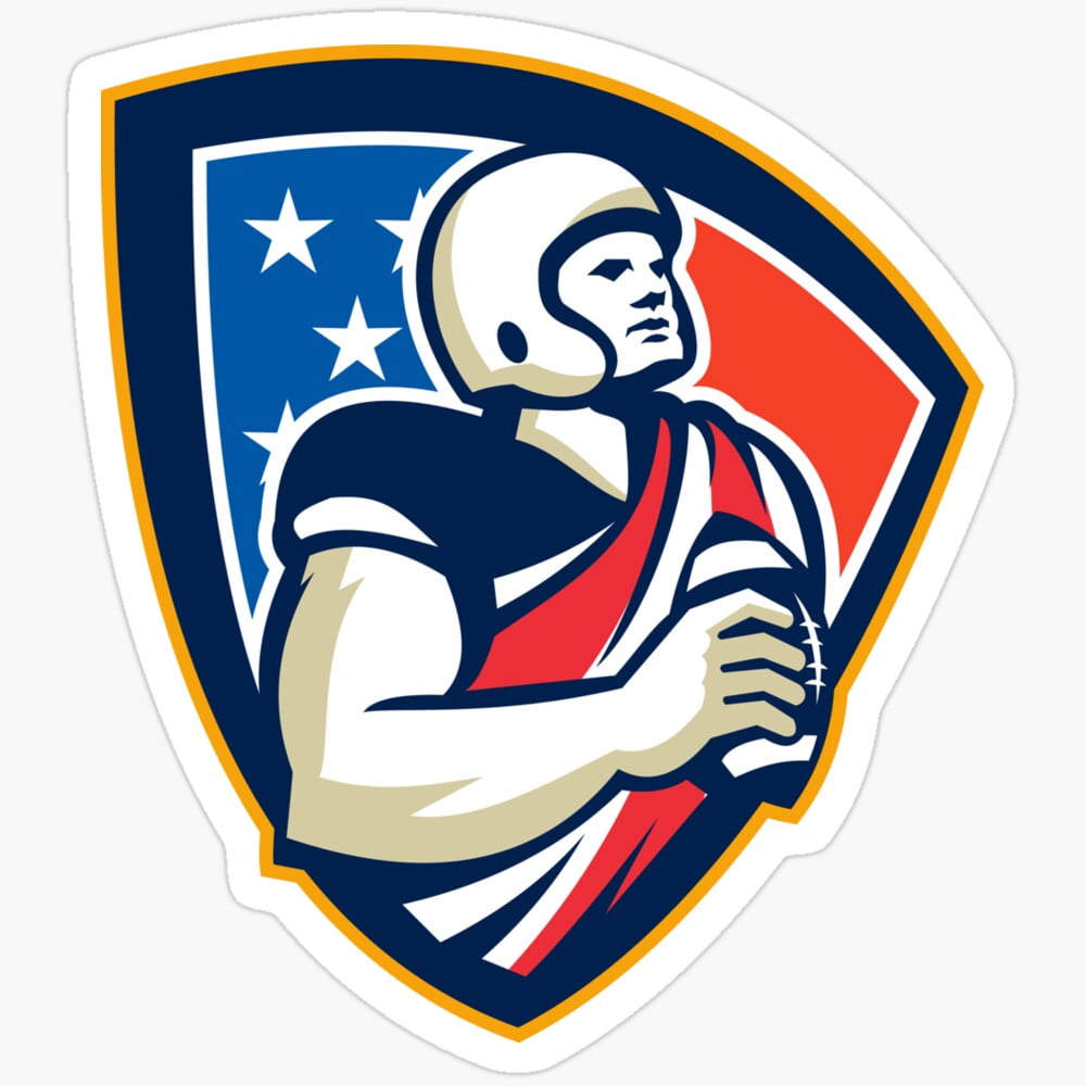 American Football Quarterback Shield Sticker Baseball Sticker, Football ...