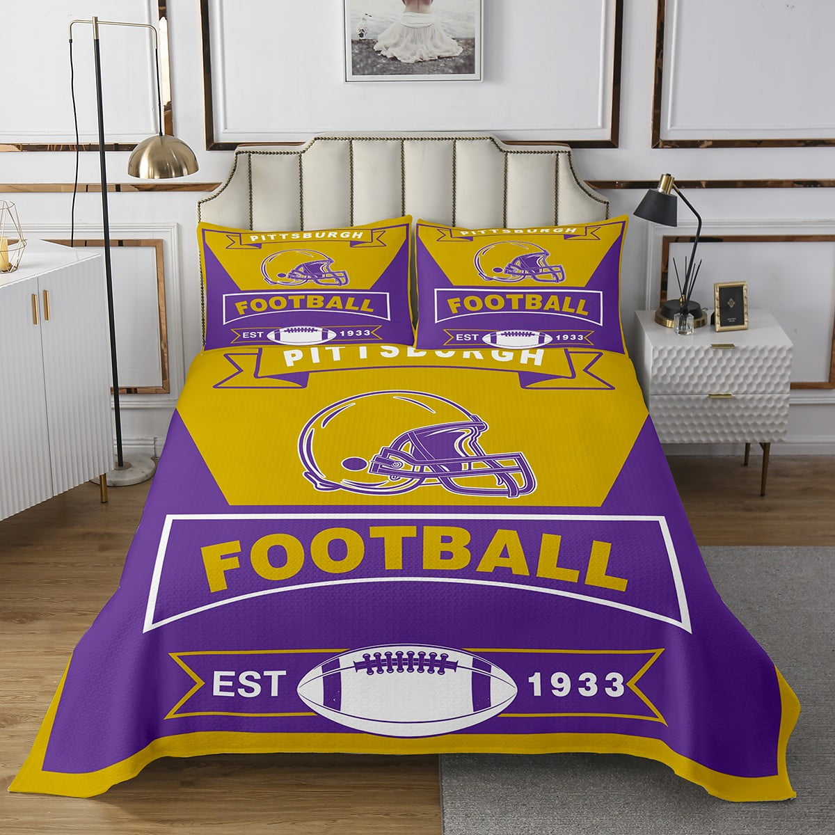 American Football Quilt Set Sports Bedspread for Boys Girls Teen ...