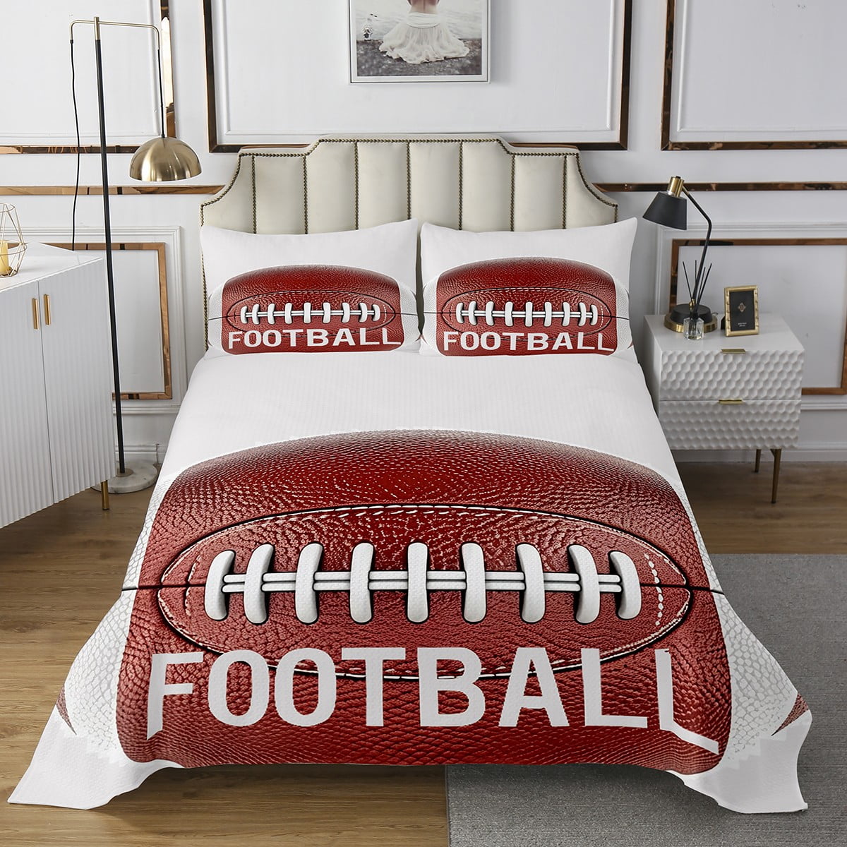 American Football Quilt Set Twin Football Game Theme Bedspread Rugby ...
