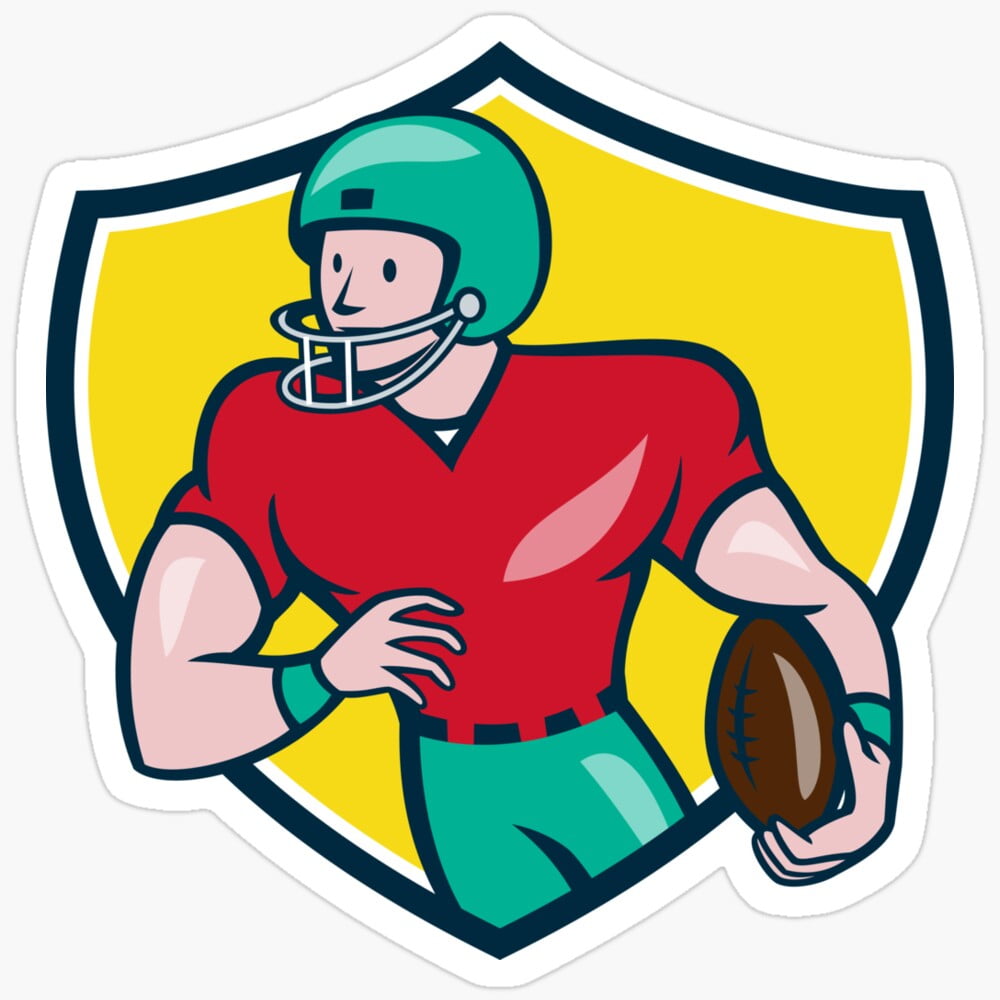 American Football Receiver Running Shield Cartoon Sticker Baseball ...