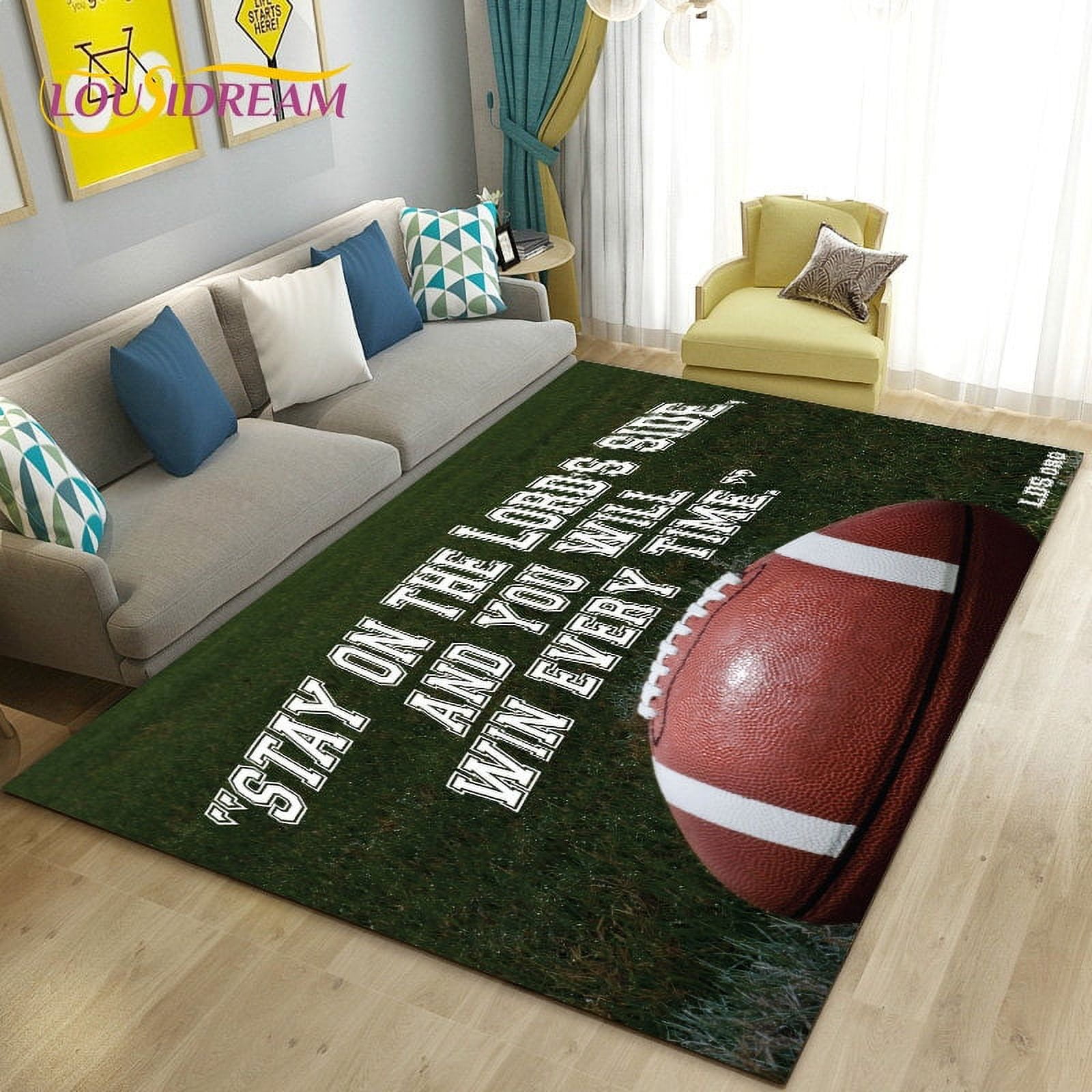 American Football Rugby Area Rug Large Carpet Rug for Living Room ...