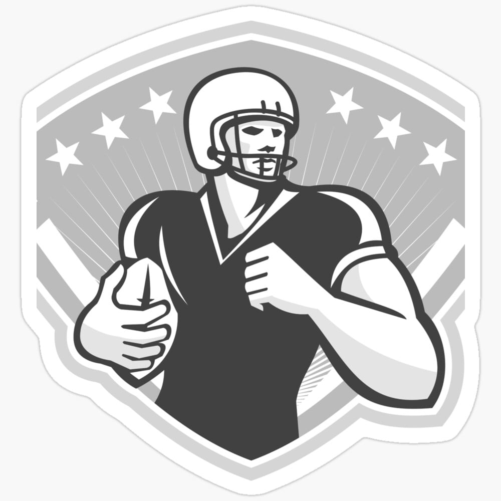 American Football Running Back Crest Grayscale Sticker Baseball Sticker ...