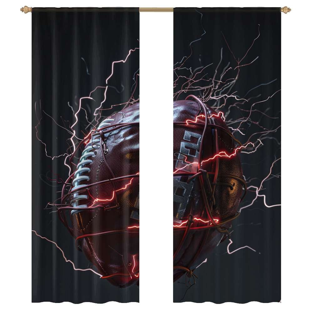American Football Sheer Voile Curtain Window Tulle Curtains For Living ...