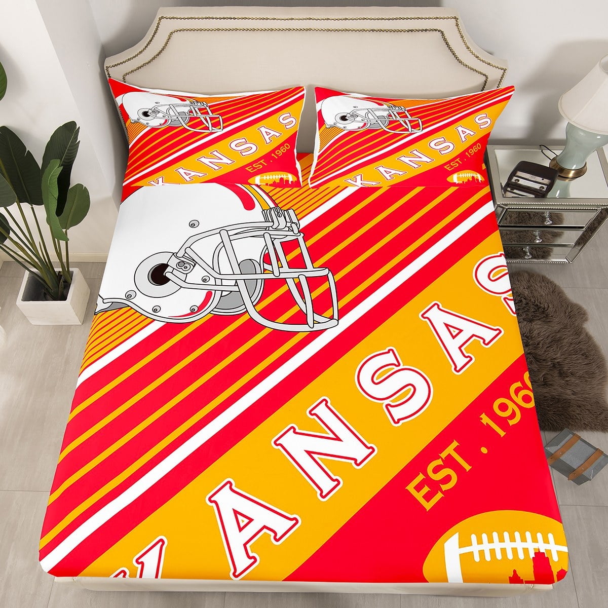 American Football Sheet Set Rugby Decor Sports Game Bed Sheets Set Full ...
