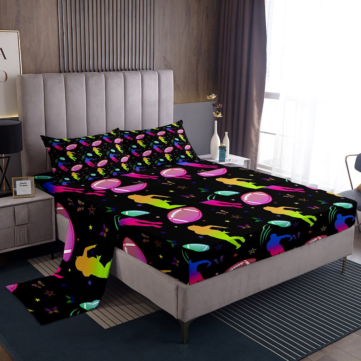 American Football Sheets Full Size Sports Bed Sheets Rugby Print Sheet ...