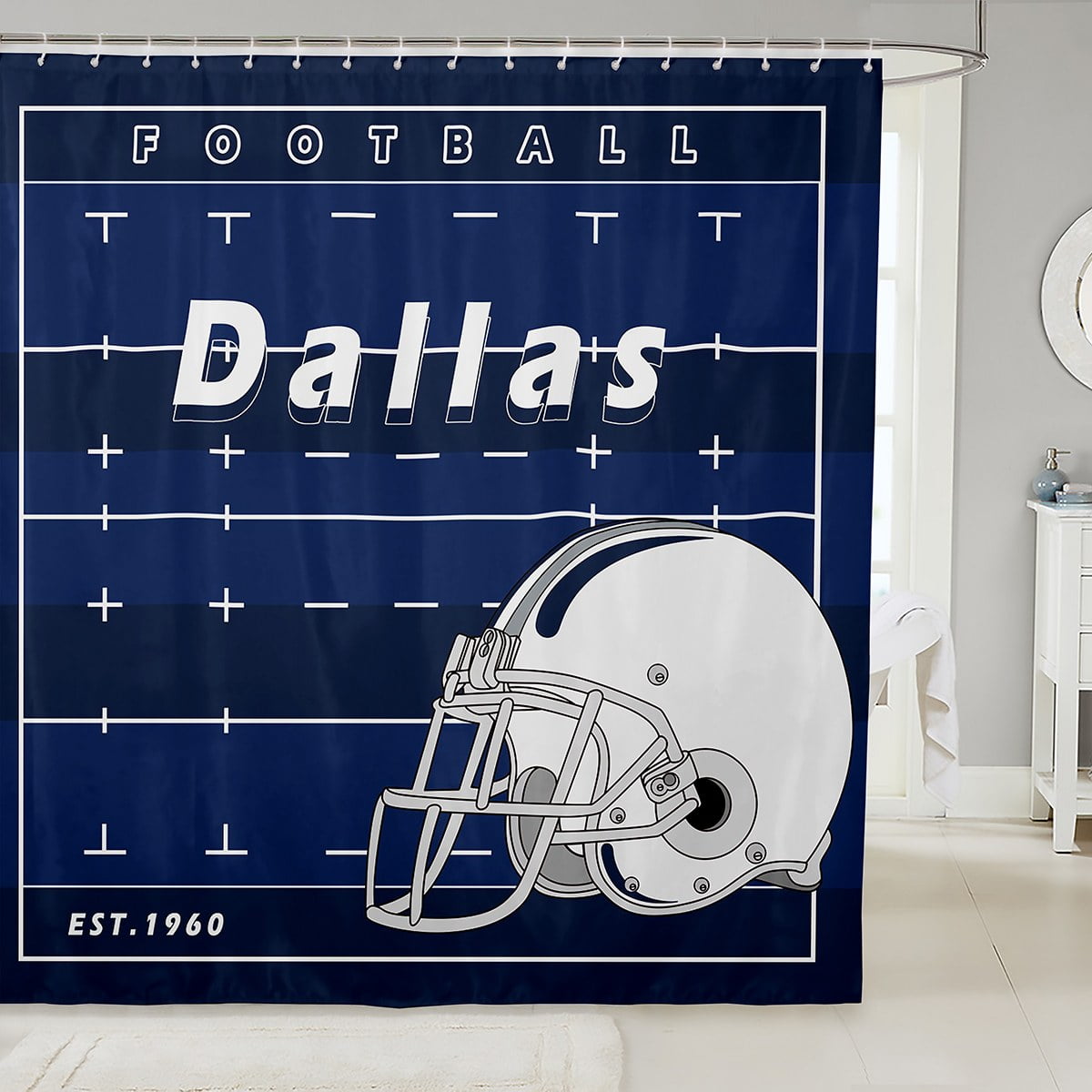 American Football Shower Curtain For Boys Girls Sports Gaming Court ...