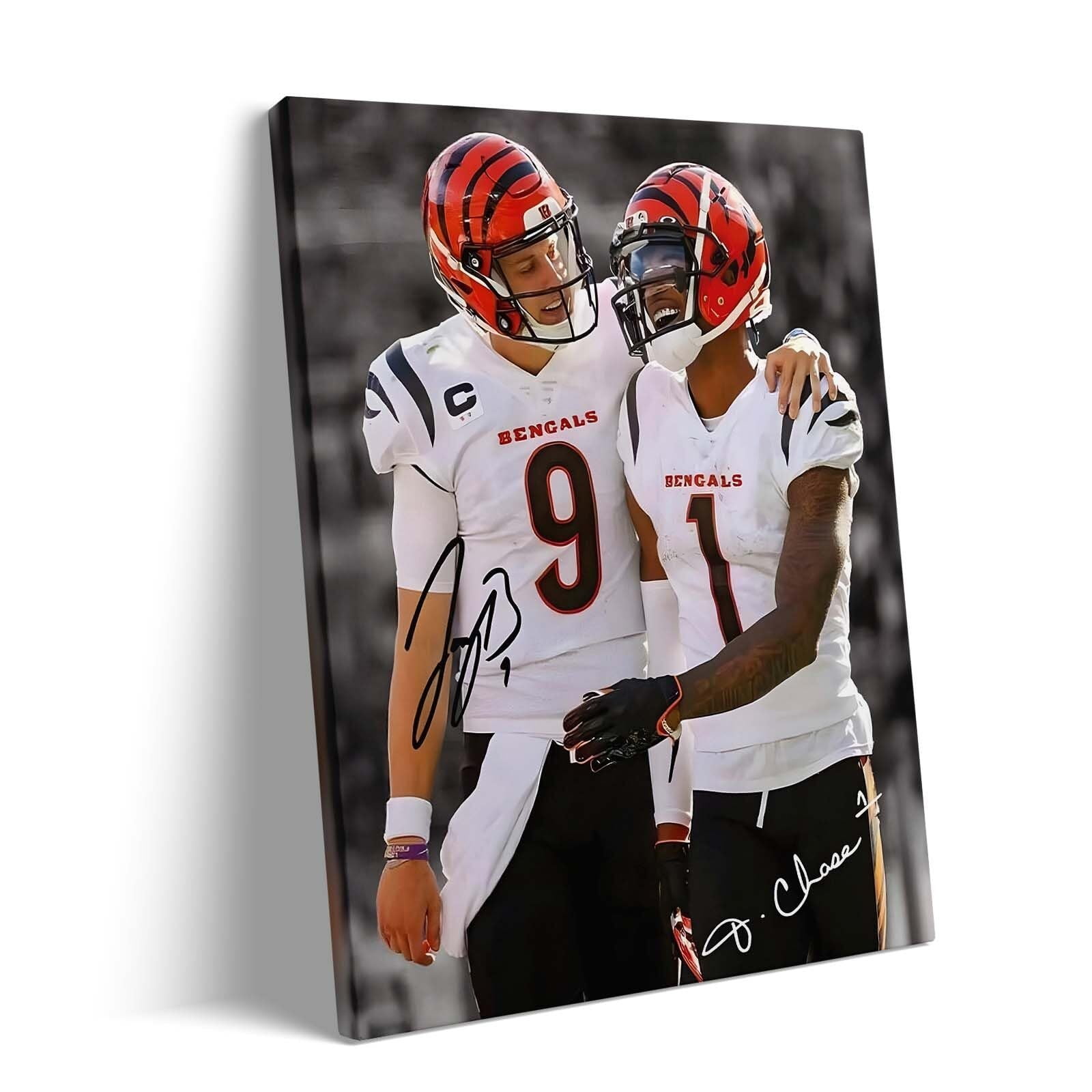 American Football Sports Canvas Wall Art, Joe Burrow and Ja'Marr Chase ...