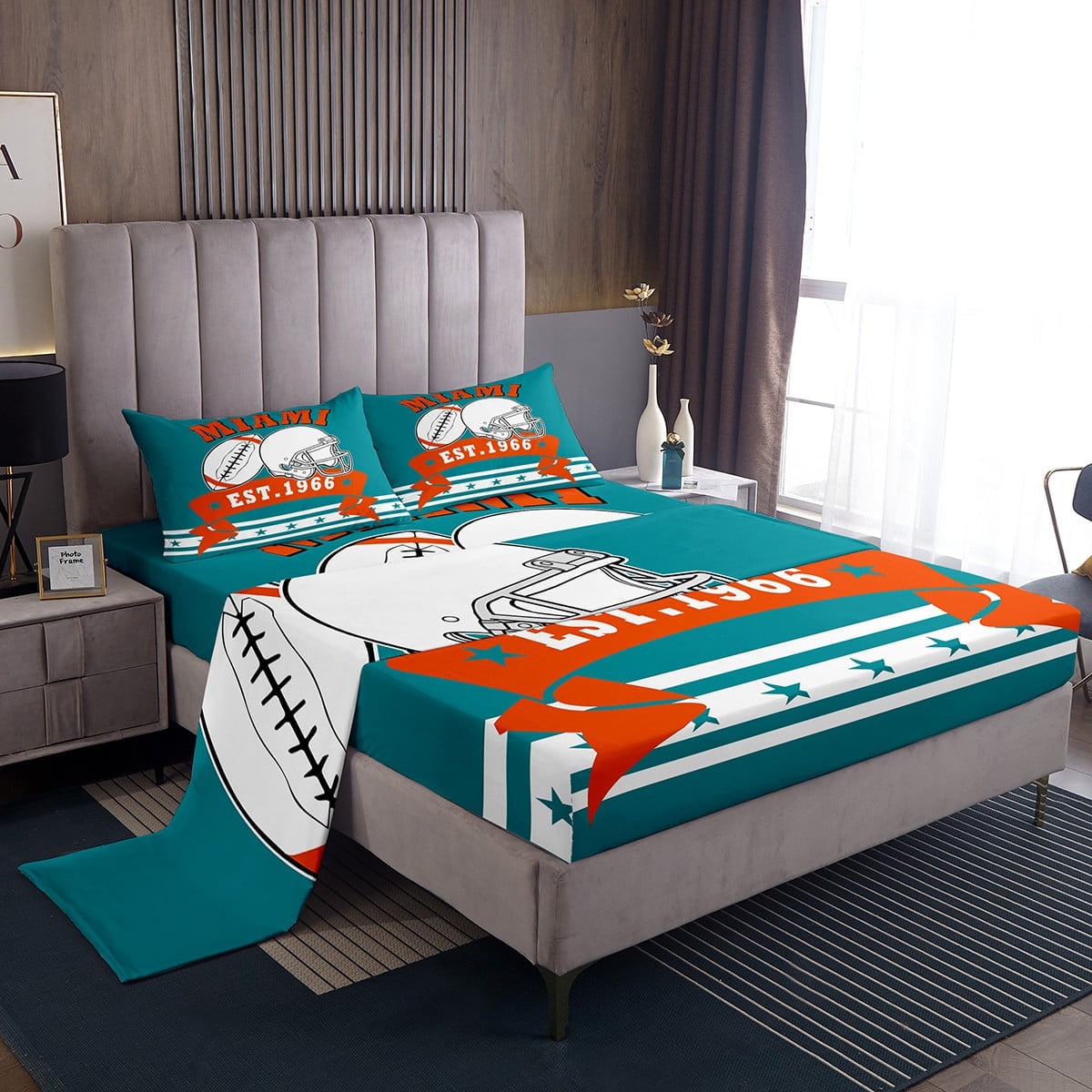American Football Style Bed Sheets Set, 3D Sports Football Game Sheets ...