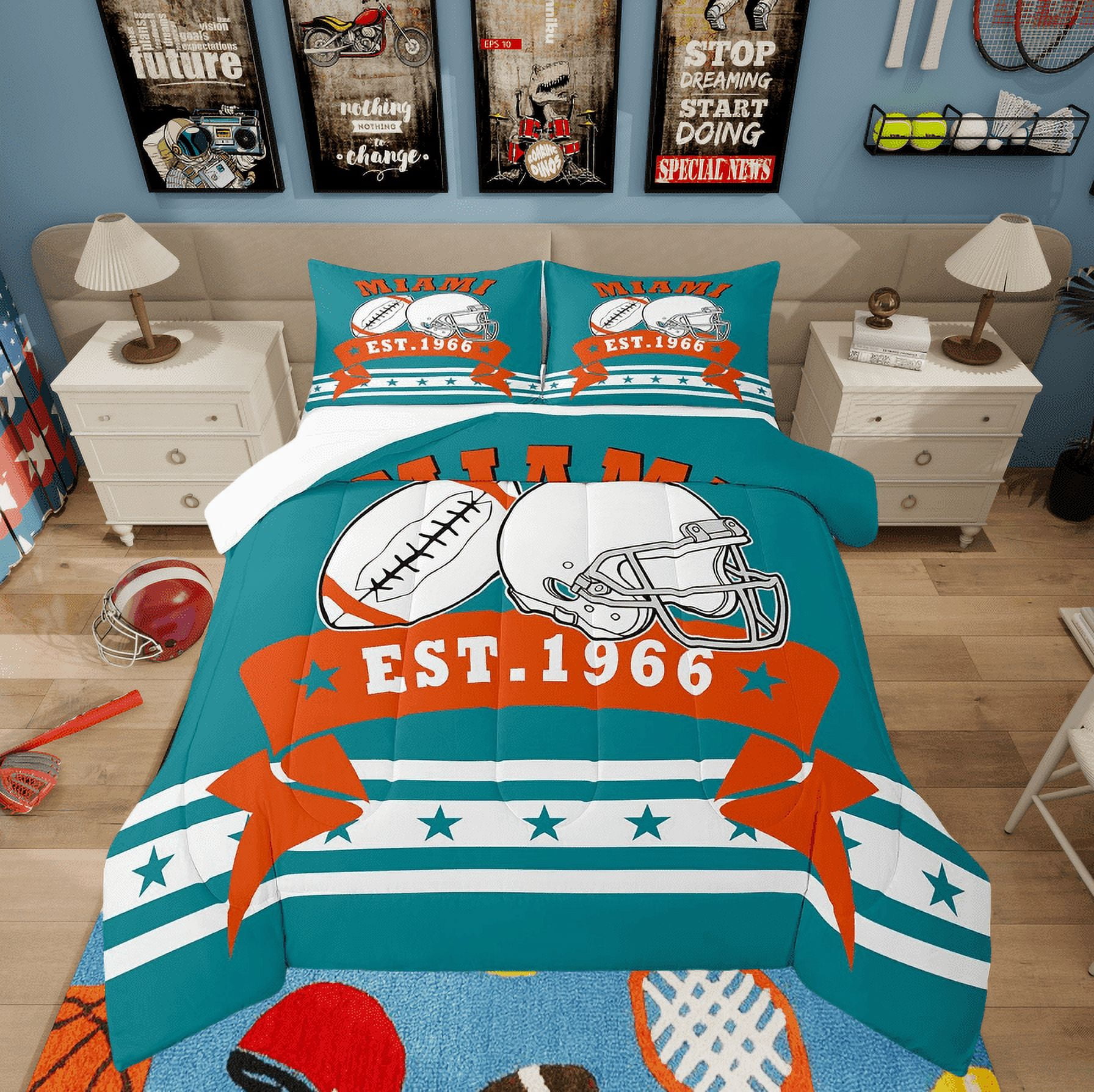 American Football Style Bedding, 3D Sports Football Game Comforter Set ...