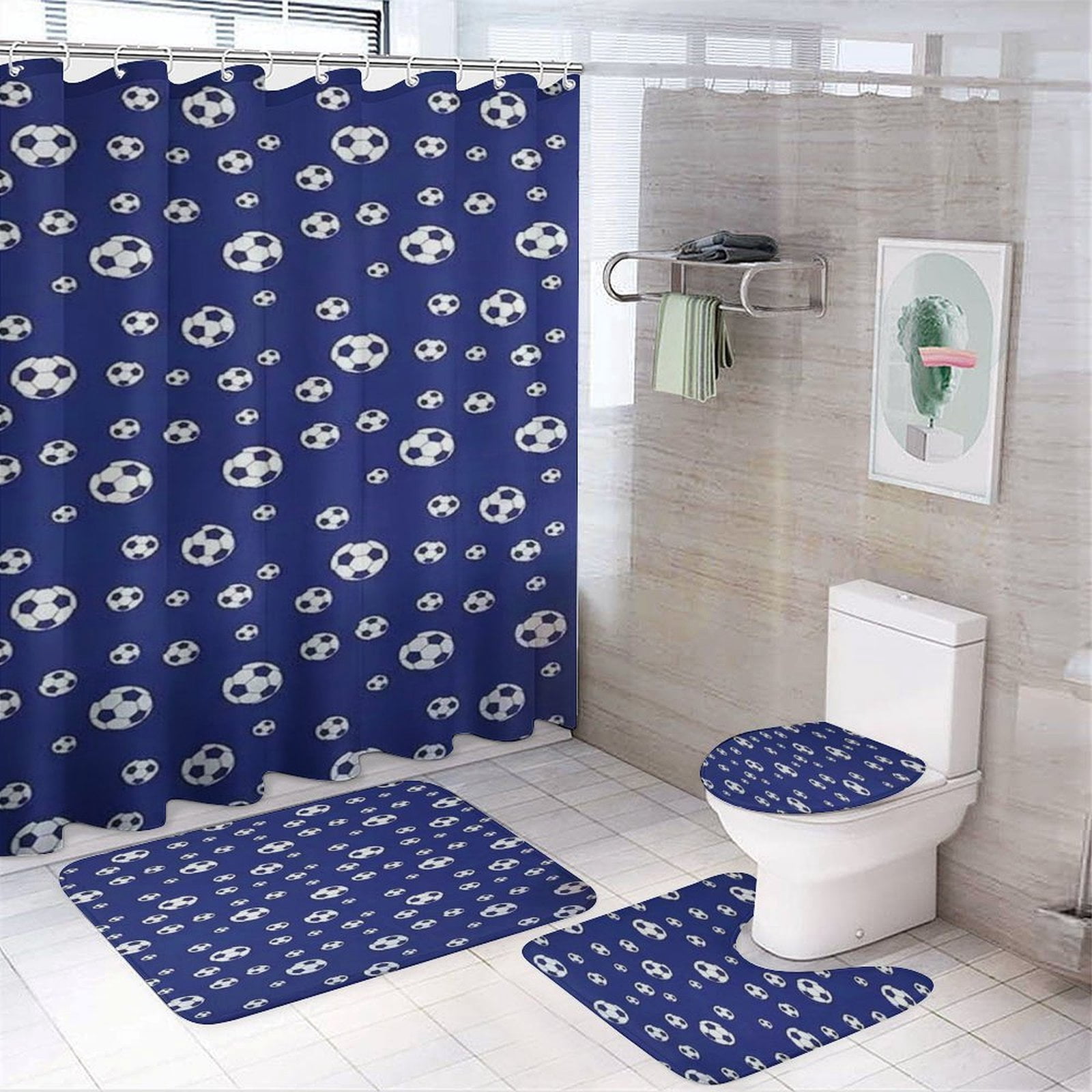 American Football Team Field Shower Curtain Waterproof Bathroom Curtain ...