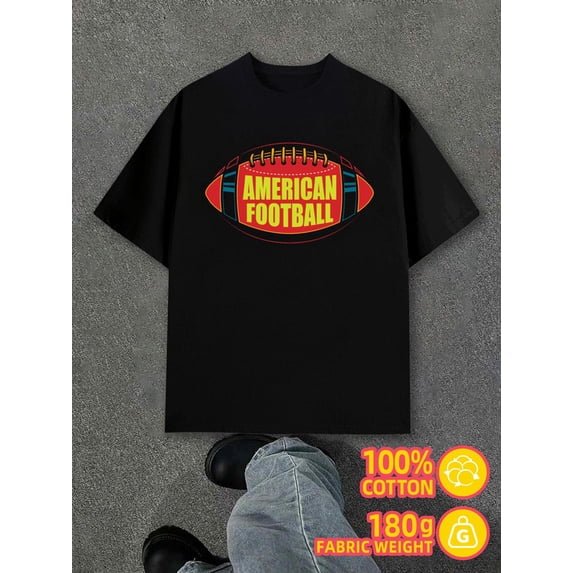 American Football Tee men's black 180G 100% Cotton fun and playful,cool ...
