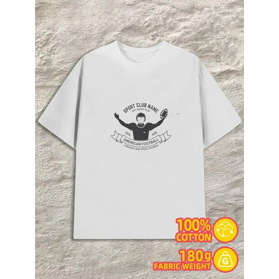 American Football Tee for men white 180G 100% Cotton Unique designs ...