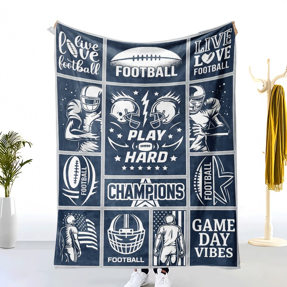 American Football Themed Flannel Blanket Thick Warm Sofa Throw Fan Gift ...