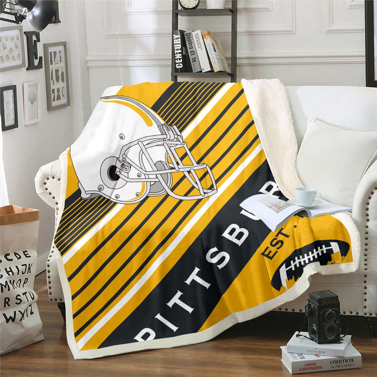 American Football Throw Blanket Rugby Decor Sports Game Fleece Blanket ...