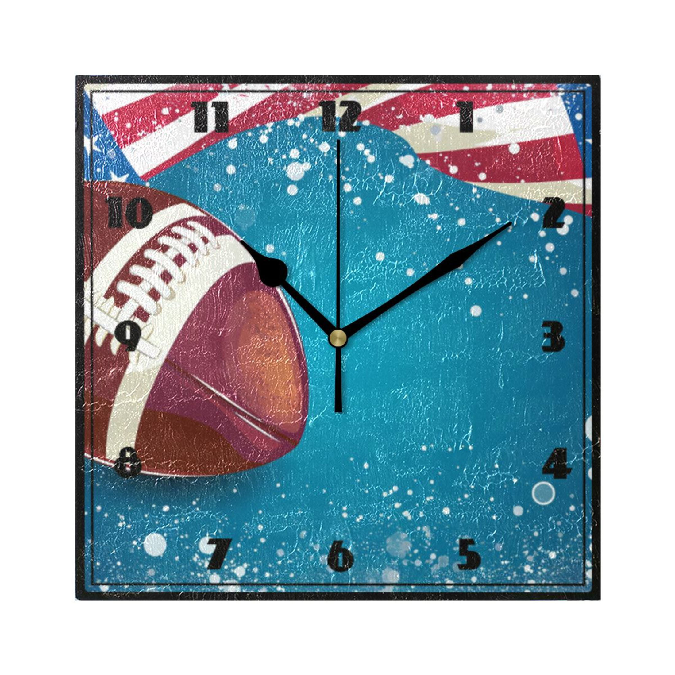 American Football Wall Clock 7.78" Non-Ticking Silent Battery Operated ...