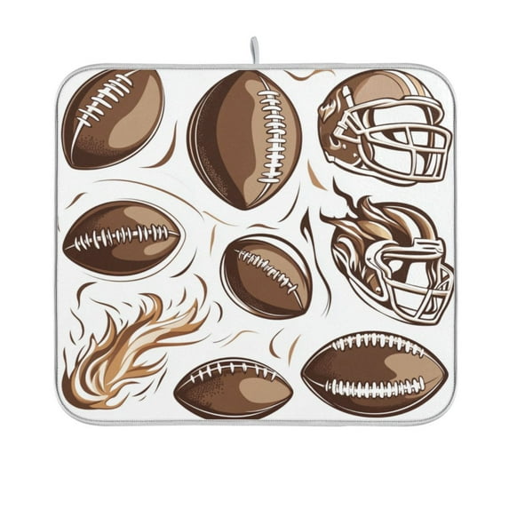 American Football and Helmets Dish Drying Mat Kitchen Mats Microfiber ...