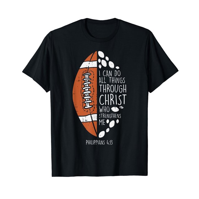 American Football i can do things Bible God Jesus Christian T-Shirt ...