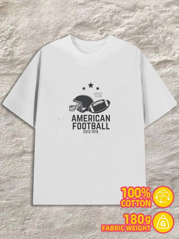American Football men white 180G 100% Cotton Lightweight,perfect for casual wear,ideal for ...