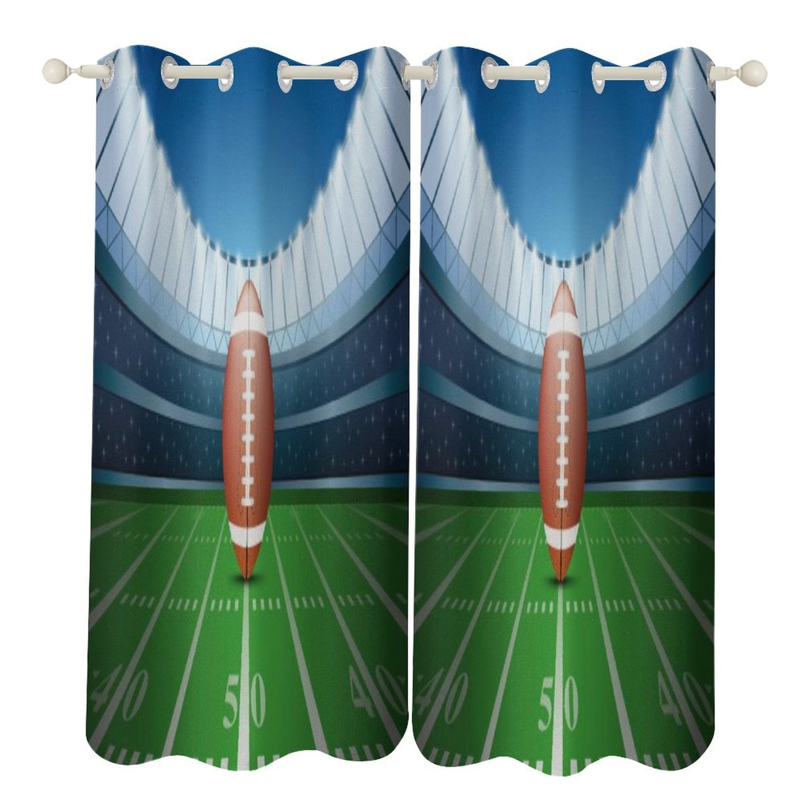 American Football on Field 2 Panels Blackout Curtains for Bedroom ...