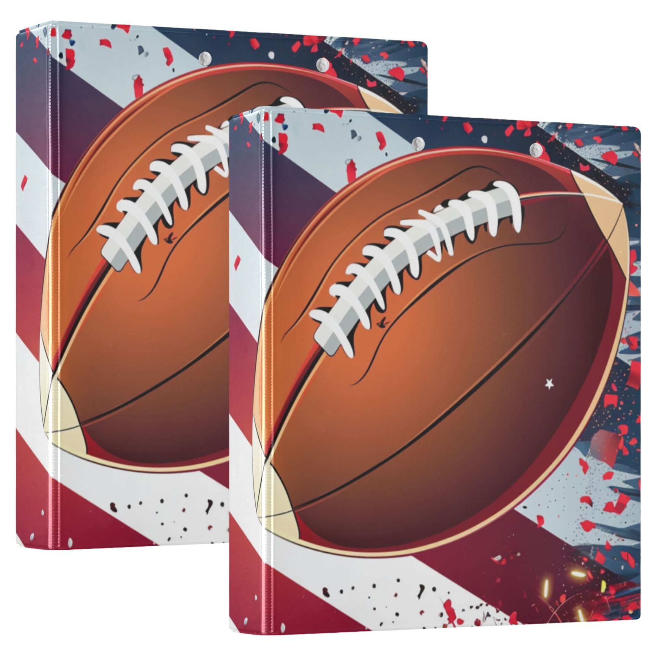 American Football with Flat 3 Ring Hardcover Binders 1.5" Round Rings ...