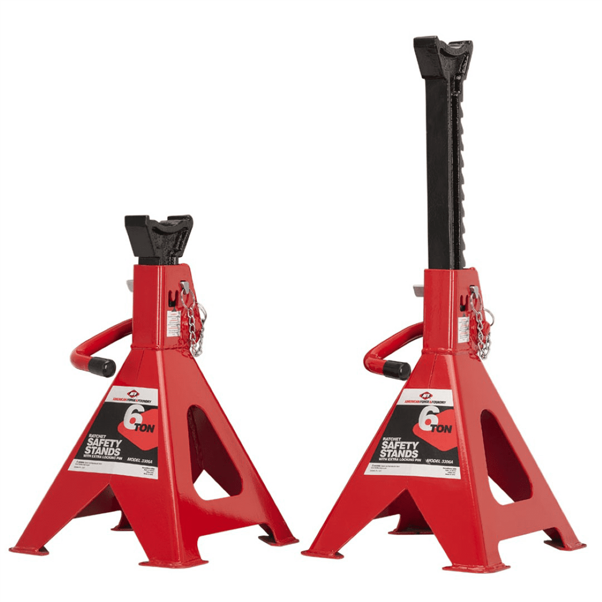 American Forge & Foundry Jack Stands - 6 Ton Capacity - Ratcheting ...