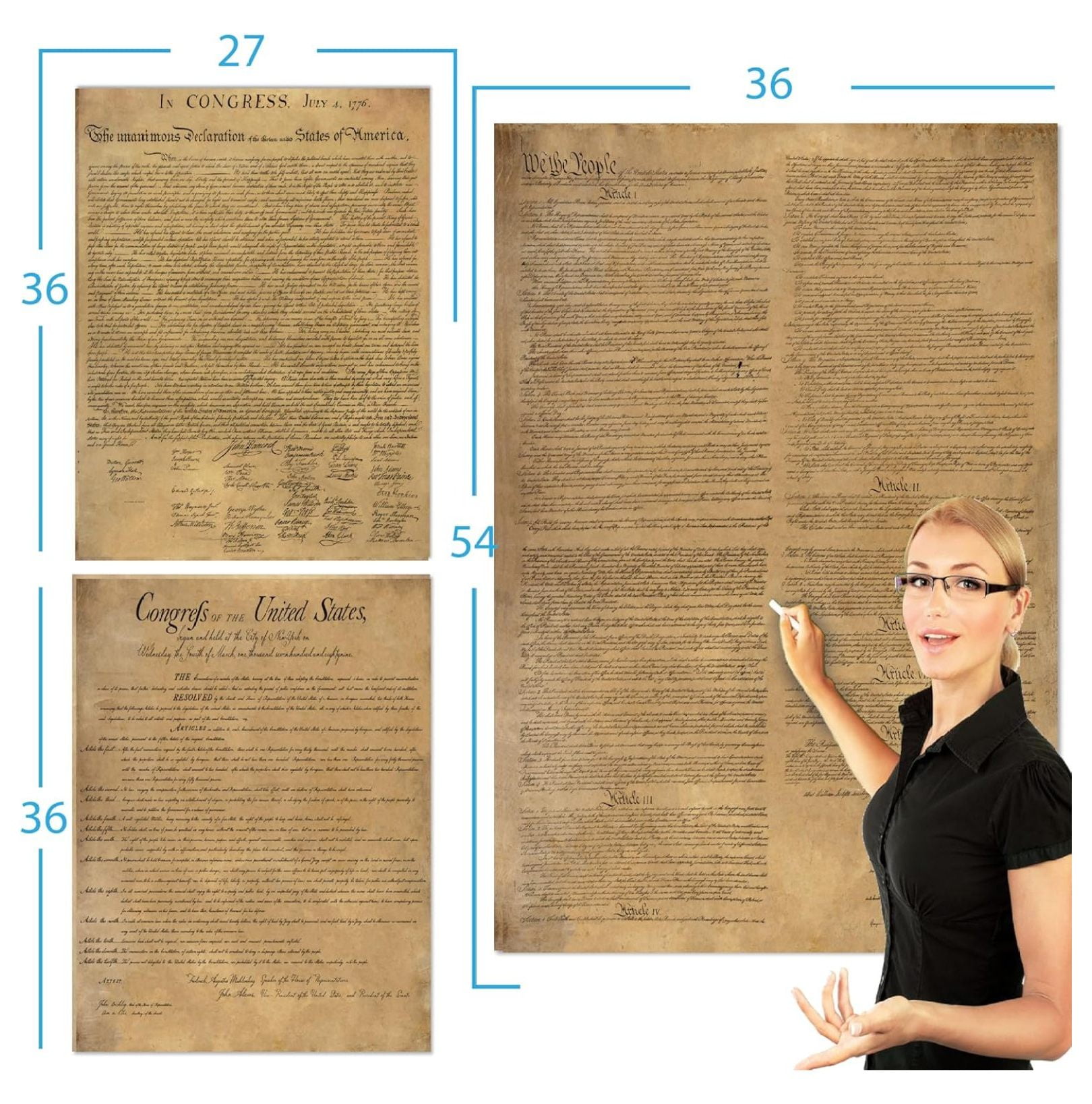 American Founding documents Laminated 3 pack XXL : US Constitution ...