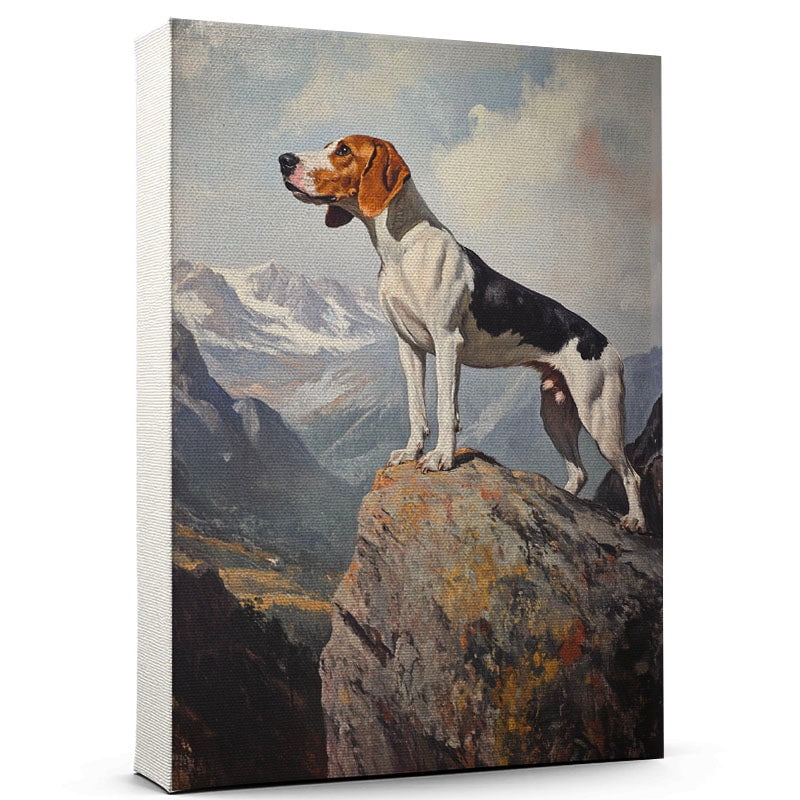 American Foxhound Cute Dog Climbing Stretched Canvas Size 8x12 – Retro ...