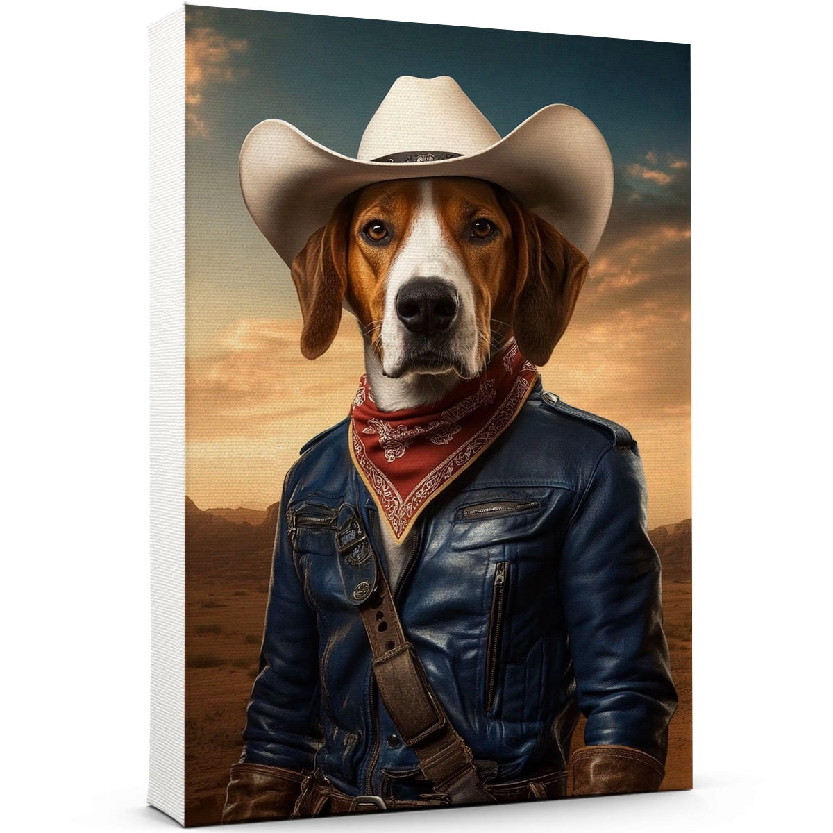 American Foxhound Dog in Cowboy Outfit Fashion Modern Cute Poster8x12in ...