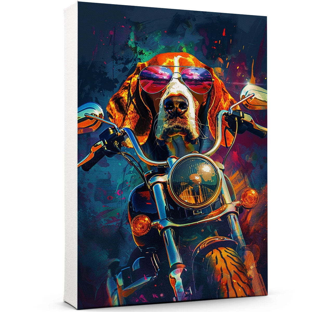 American Foxhound Dog Poster Riding A Motorcycle - American Foxhound ...