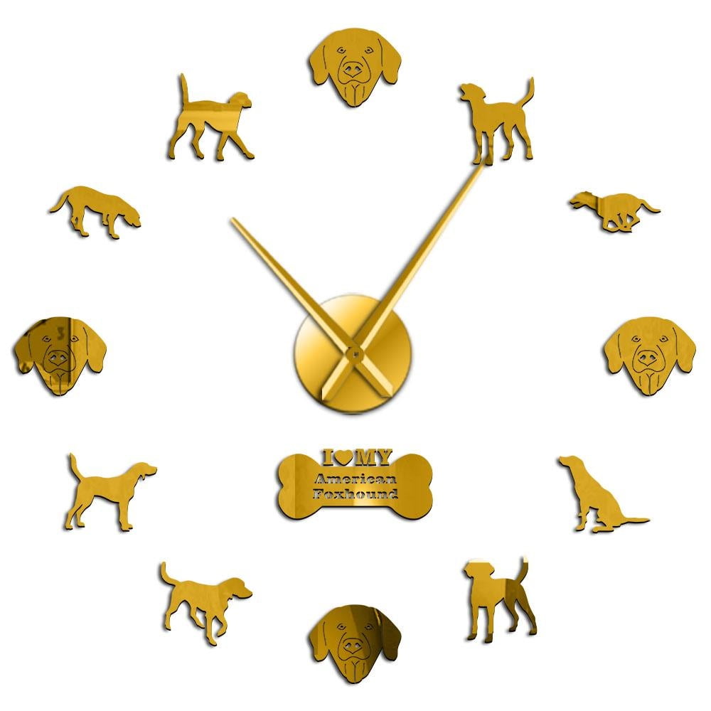 American Foxhound Dog Silhouette Frameless Wall Clock Stickers, DIY ...