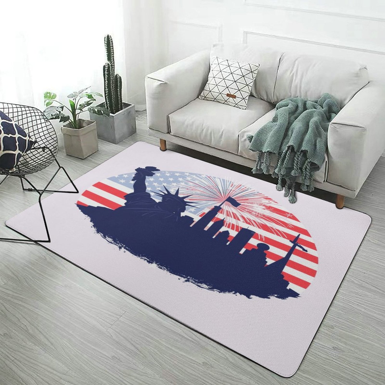 American Freedom Fireworks Carpet Large Size Living Room American Style ...
