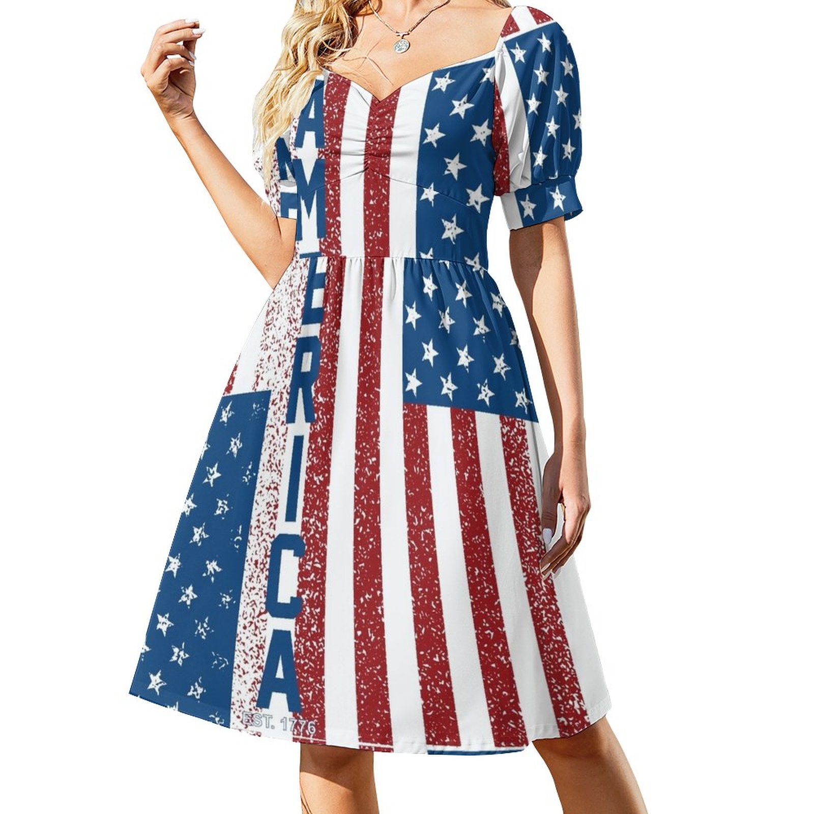 American Freedom Flag Sleeveless Dress Clothing female wedding guest ...