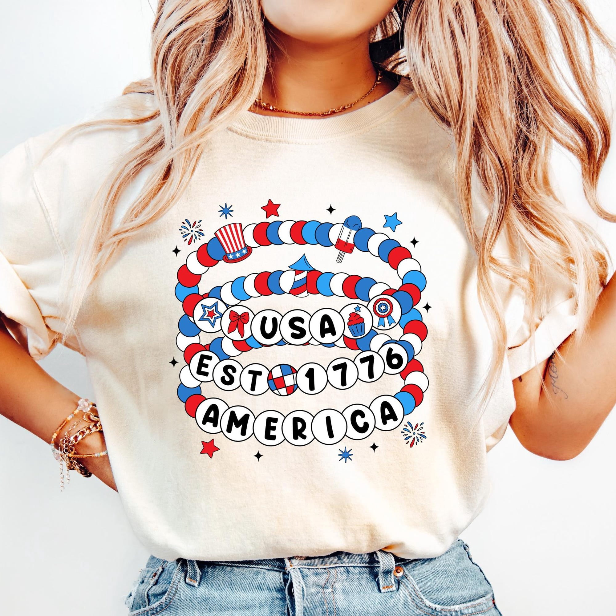 American Friendship Bracelet Shirt 4th Of July Bracelet Tshirt 1776 ...