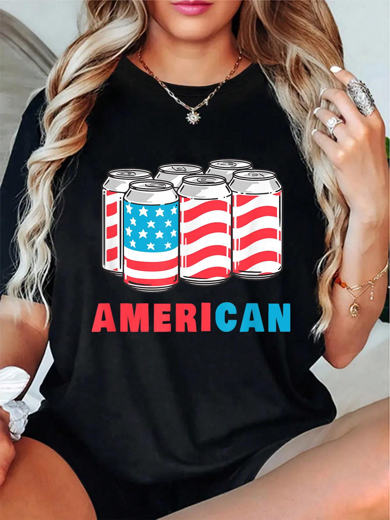 American Funny 4th of July Beer USA Flag T-Shirt - Walmart.com