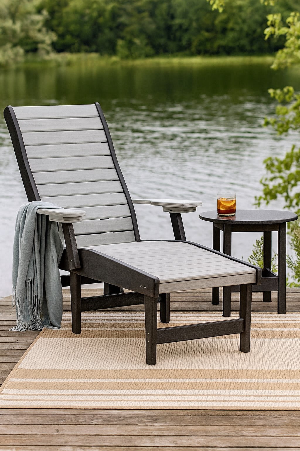 American Furniture Classics HDPE Outdoor Chaise Lounge Chair in Light ...