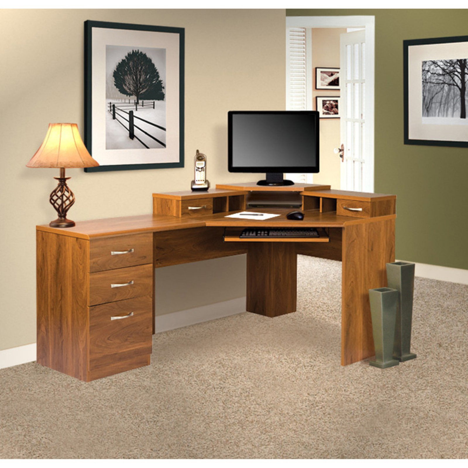 American Furniture Classics Home Office Reversible Corner Workcenter ...