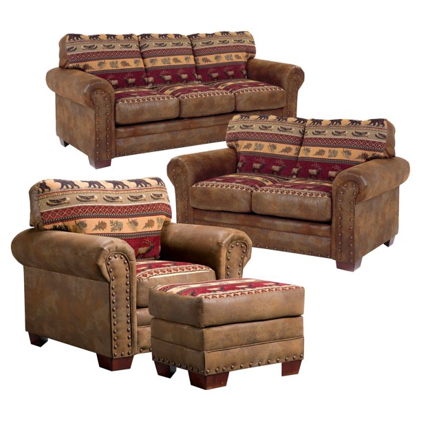 American Furniture Classics Sierra Lodge 4-piece Microfiber Sofa Set in ...