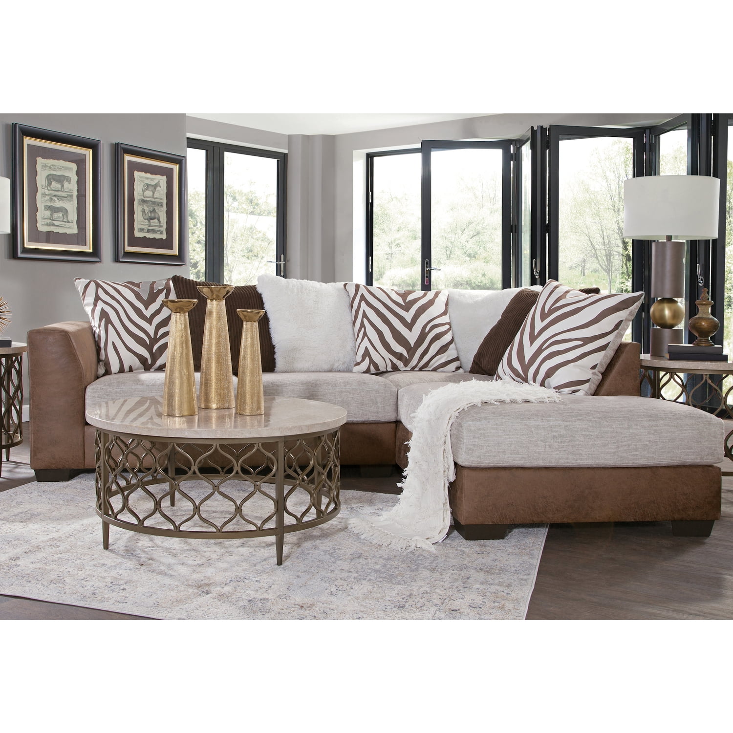 American Furniture Classics Square Arm Brown and White Two Piece ...