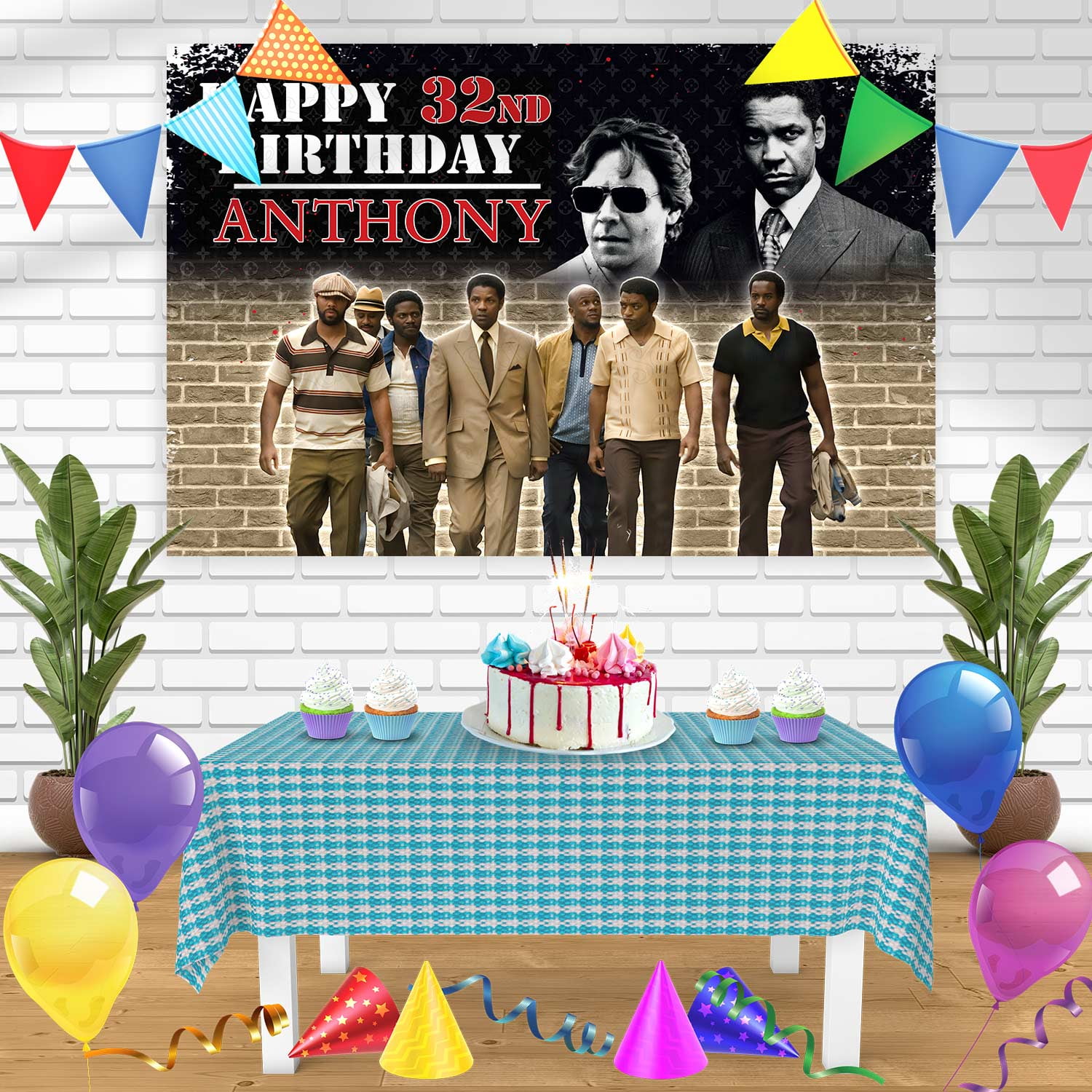 American Gangster Denzel Washington Bn Birthday Banner Personalized ...