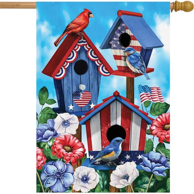 American Garden Birds Summer House Flag 12X18 inch Spring Summer House ...