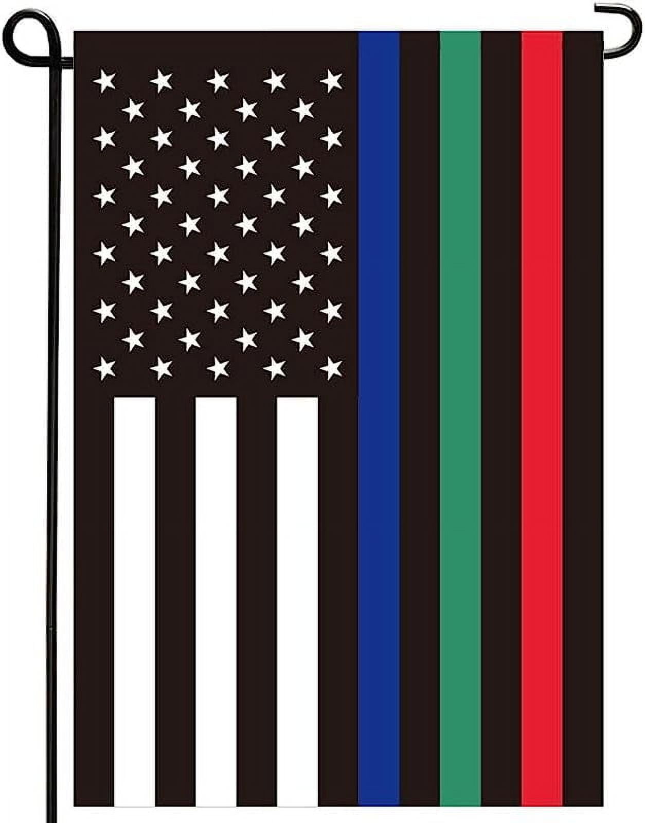 American Garden Flags 12 x 18 Inches Thin Blue Green and Red Line ...