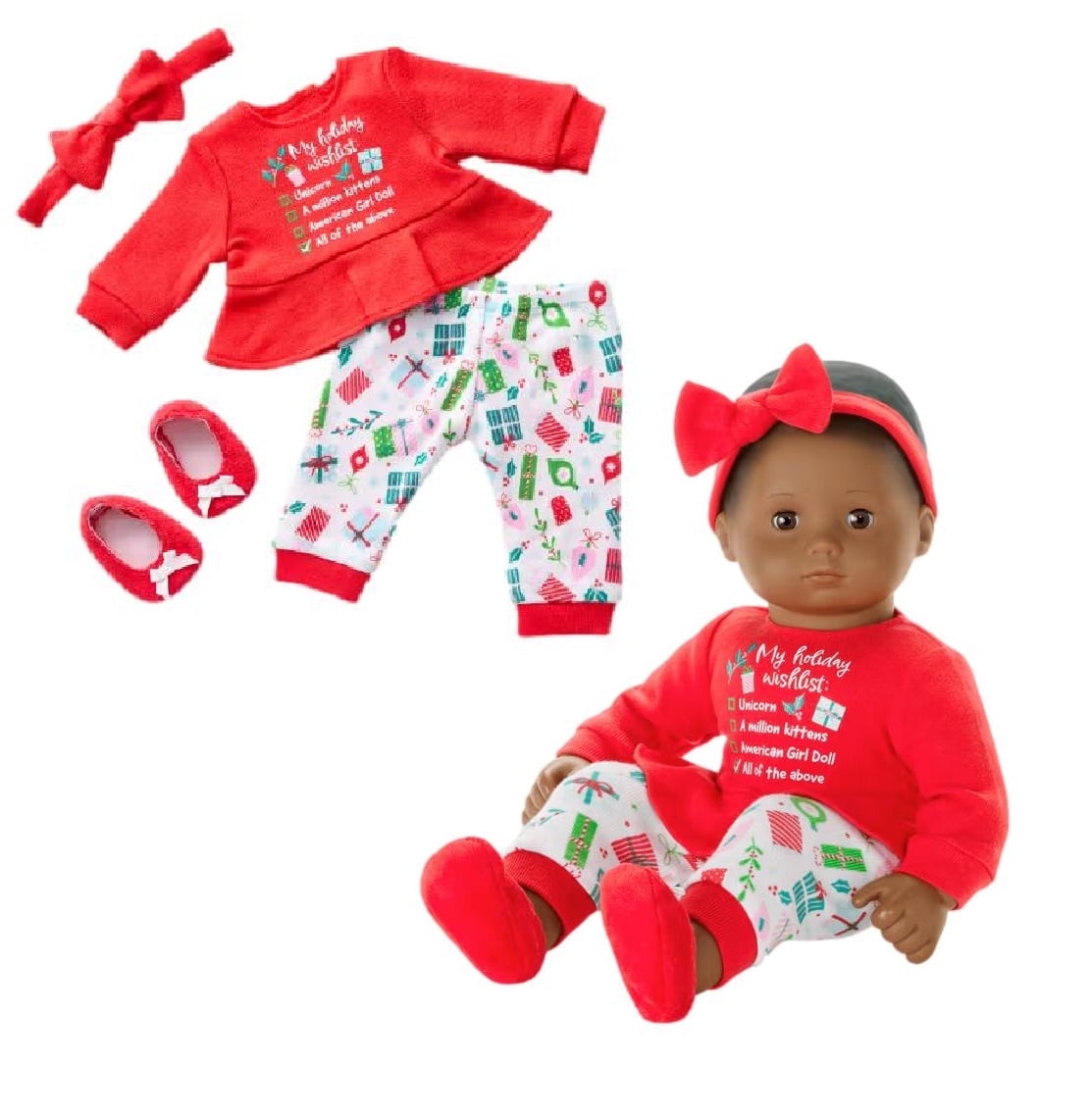American Girl Bitty Baby Holiday Wish List Pajamas for 15" Baby Dolls ...