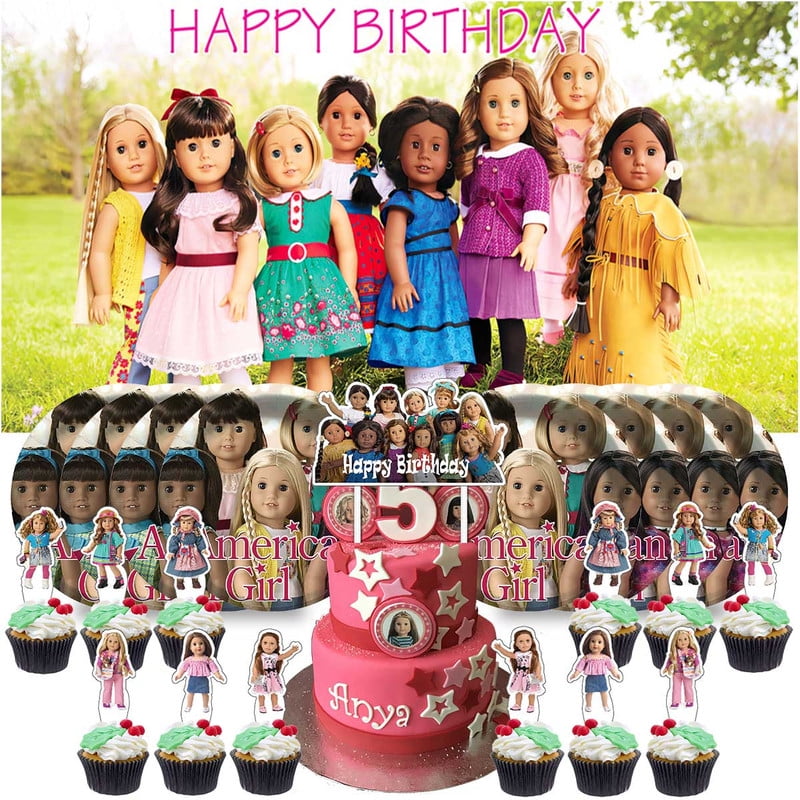 American Girl Doll Birthday Plates Supplies Decorations Decor Backdrop ...