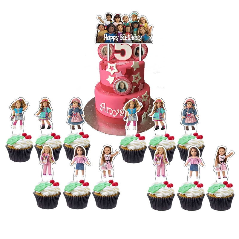 American Girl Doll Cake Topper CupcakeS Set Birthday Party Supplies ...