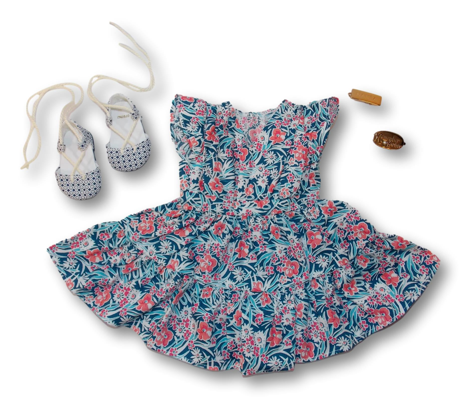 American Girl Nanea School Outfit NEW Pink Blue Dress Sandals Pin ...