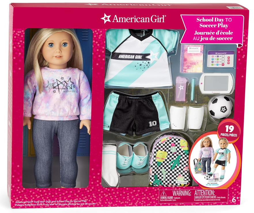 American Girl School Day to Soccer Play 18 inch Doll Set - Blonde Hair ...