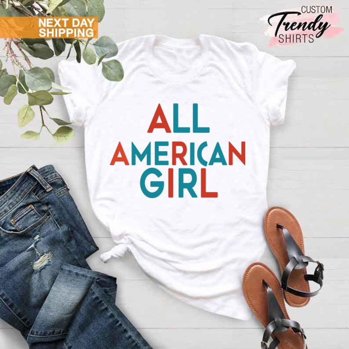 All American Girl Shirt, Patriotic Girls Shirt, 4th of July Gift, Girls ...